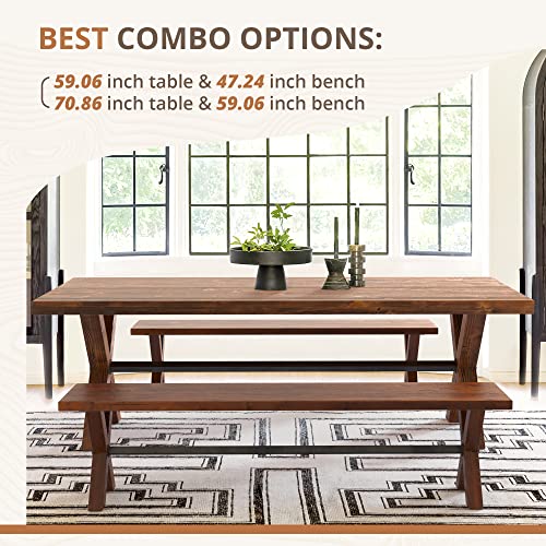 LUE BONA 71 inch Dining Table for 6-8, Solid Wood Farmhouse Kitchen Table with Natural Wood Grain, Heavy Duty Rectangular Kitchen Dining Table for Home and Dining Room, Light Brown