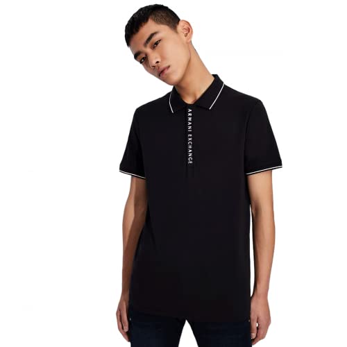 AX Armani Exchange Men's Logo Zip Jersey Polo, Navy, X-Large