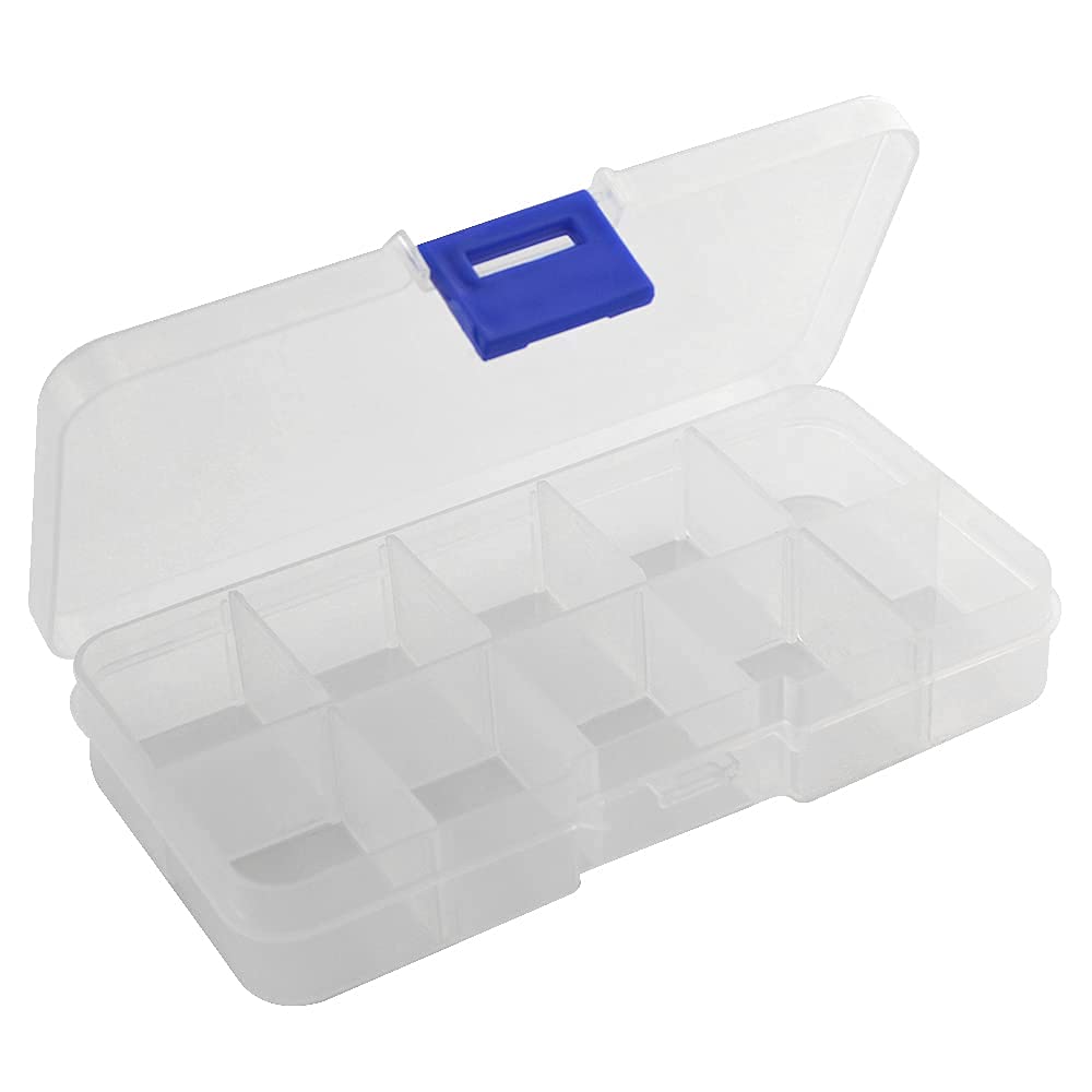 XINMEIWEN 4Pcs 10 Little Grids Plastic Organizer Storage Box with Removable Dividers for Jewelry Ring Beads Ornament Crafts and Thread (5.1 x 2.6 x 0.8β, White)