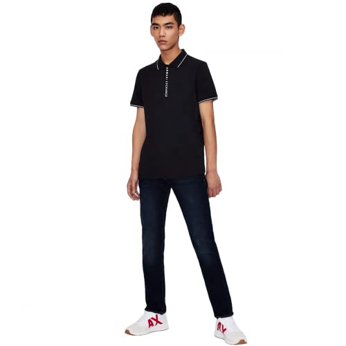 AX Armani Exchange Men's Logo Zip Jersey Polo, Navy, X-Large