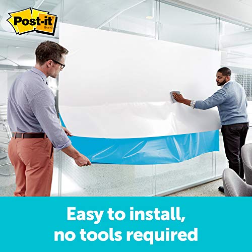 Post-it Dry Erase Whiteboard Film Surface for Walls, Doors, Tables, Chalkboards, Whiteboards, and More, Removable, Stain-Proof, Easy Installation, 3 ft x 2 ft Roll , White, 3 x 2 Feet (DEF3x2)