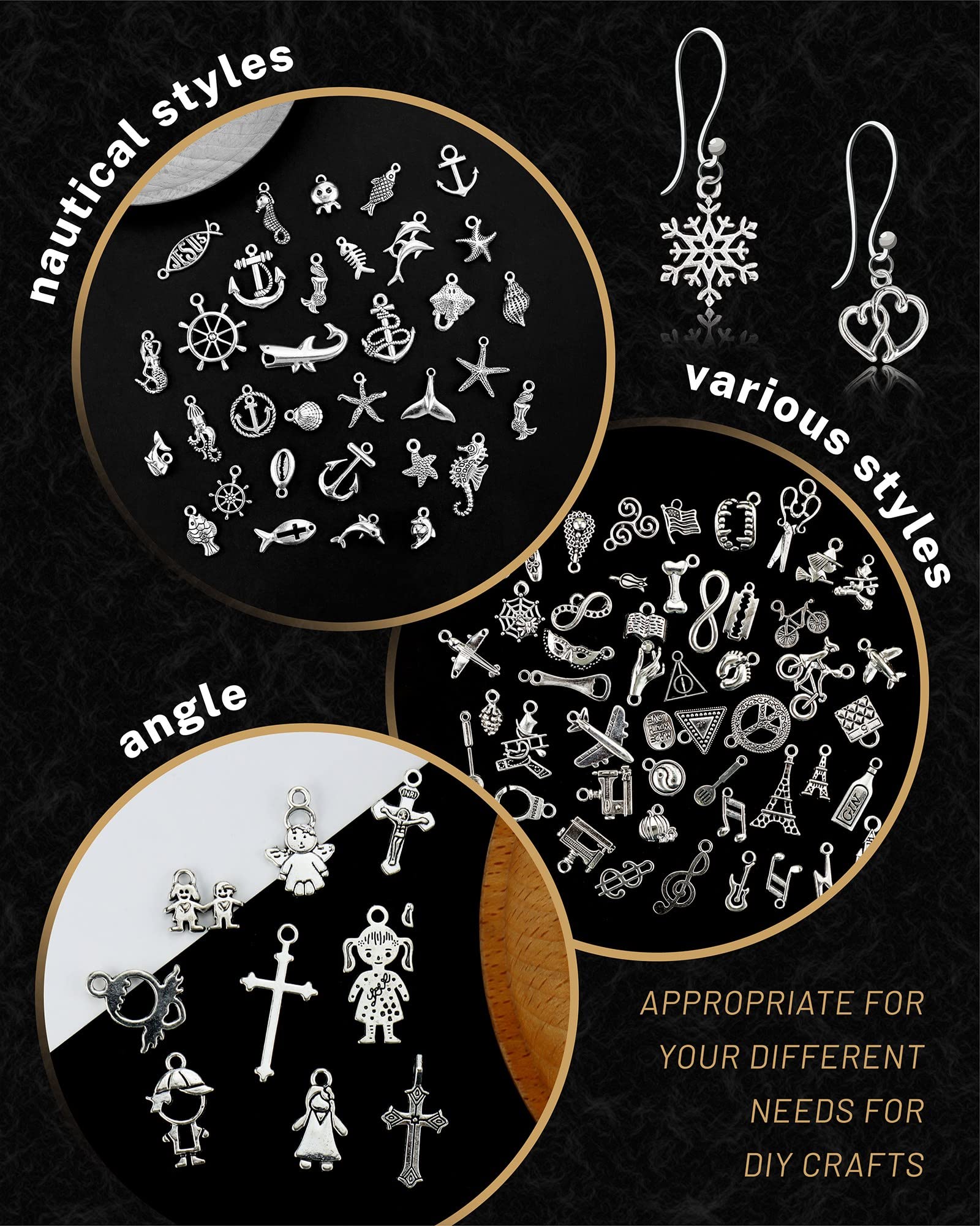 JIALEEY 300 PCS Wholesale Bulk Lots Jewelry Making Charms Mixed Smooth Tibetan Silver Alloy Charms Pendants DIY for Bracelet Necklace Jewelry Making and Crafting