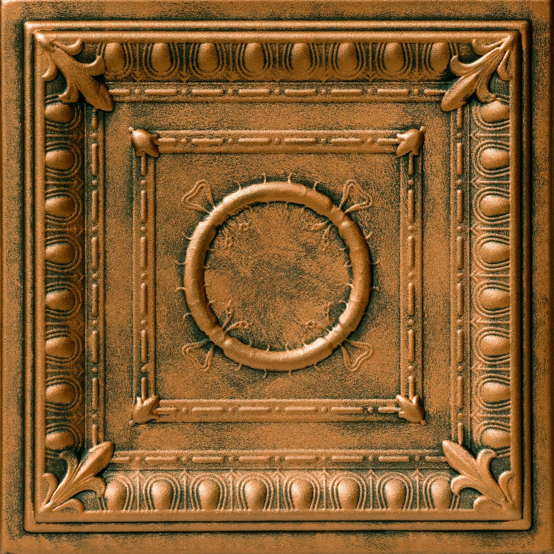 A La Maison Ceilings R47 Romanesque Wreath Foam Glue-up Ceiling Tile (21.6 sq. ft./Case), Pack of 8, Antique Bronze