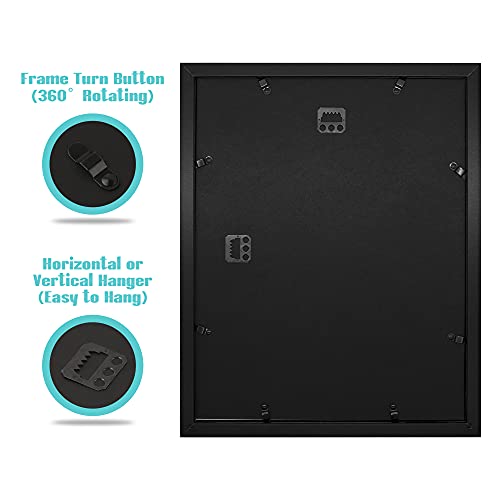 Frametory, 11x14 Picture Frame - Made to Display Pictures 8x10 with Mat or 11x14 Without Mat - Wide Molding - Pre-Installed Wall Mounting Hardware (Black, 1 Pack)