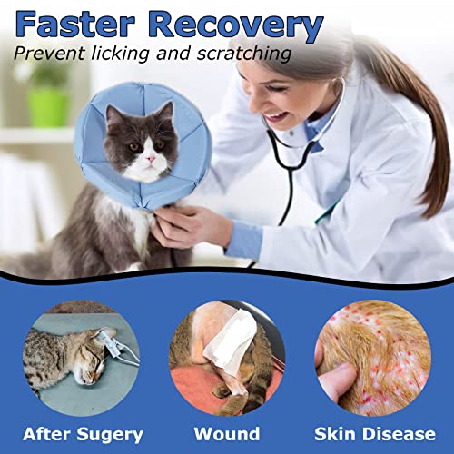 Crazy Felix Cat Cone, Cat Cone Collar to Stop Licking and Scratching, Soft Cone for Cats Alternative After Surgery, Comfortable Cat Recovery Cone with Drawstring for Cats Kitten and Puppy