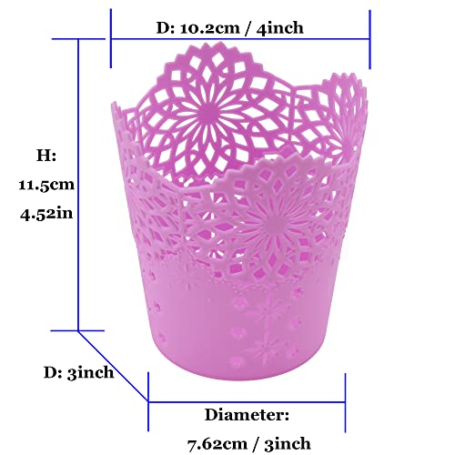 AOKIVIGOA 8pcs Set Pencil Holder Cup Lovely Cute Plastic Hollow Flower Pencil Pots for Office School and Home Pen Ruler Stationery Makeup Brush Storage Organizer with Sticky Notes (Multicoloured)
