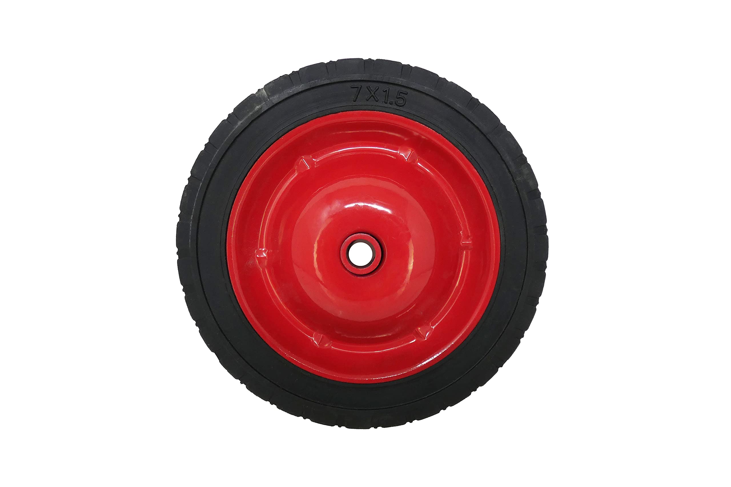 Shepherd Hardware 9593 7-Inch Semi-Pneumatic Rubber Tire, Steel Hub with Grafoil Bearings, Diamond Tread, 1/2-Inch Bore Offset Axle