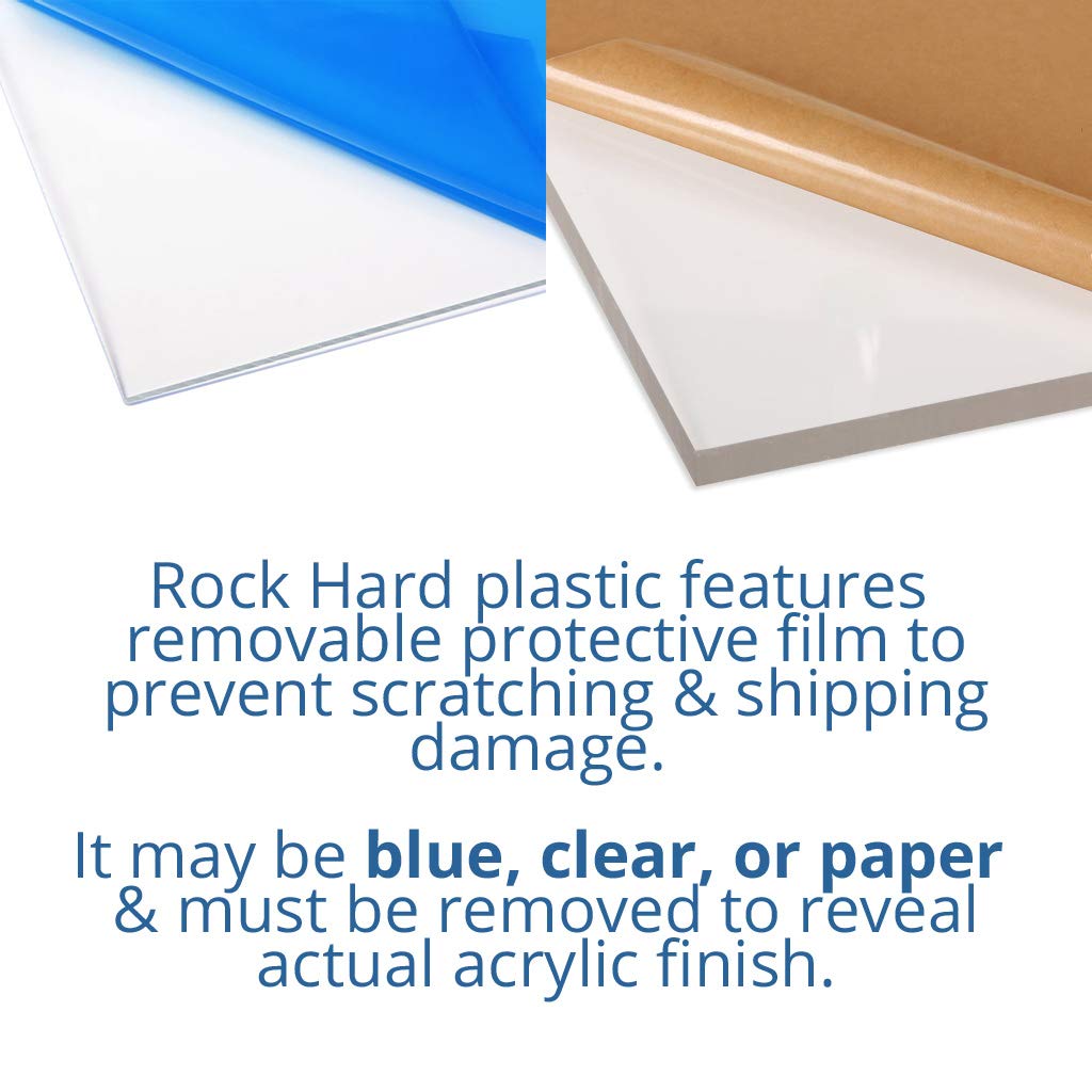 Rock Hard Plastics - 12" x 12" White Acrylic Sheet Lucite Plexiglass - (Actual Size 11.875" x 11.875" - .118" (1/8")