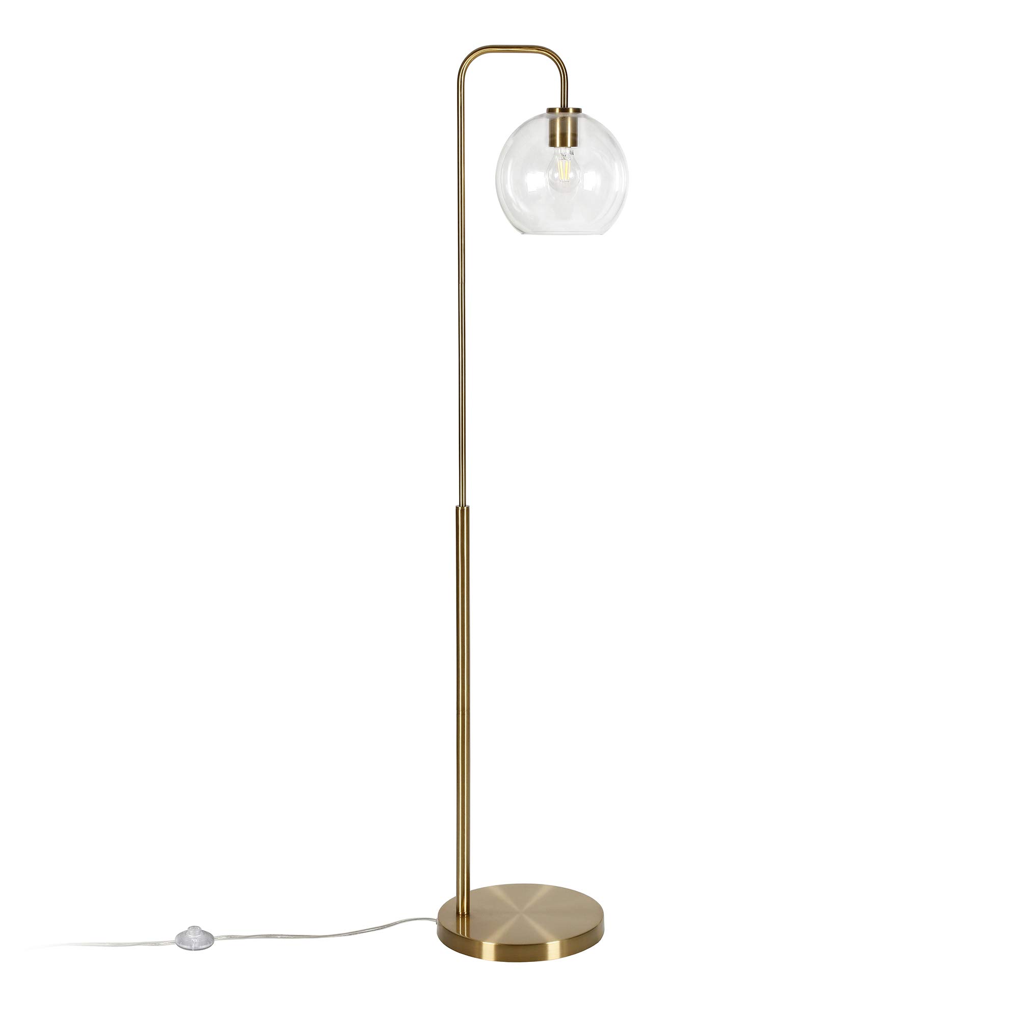 Harrison Arc Floor Lamp with Glass Shade in Blackened Bronze/Clear
