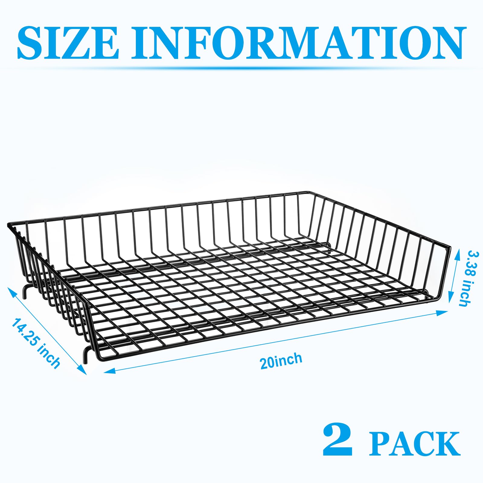 Hicarer 2 Pcs 2 Pcs Metal Paper Tray 11 x 17 Inch Iron Wire Grid Desk File Document Letter Tray 11 x 17 Paper Desk Organizer Wide Entry Basket for Office Home (Black)