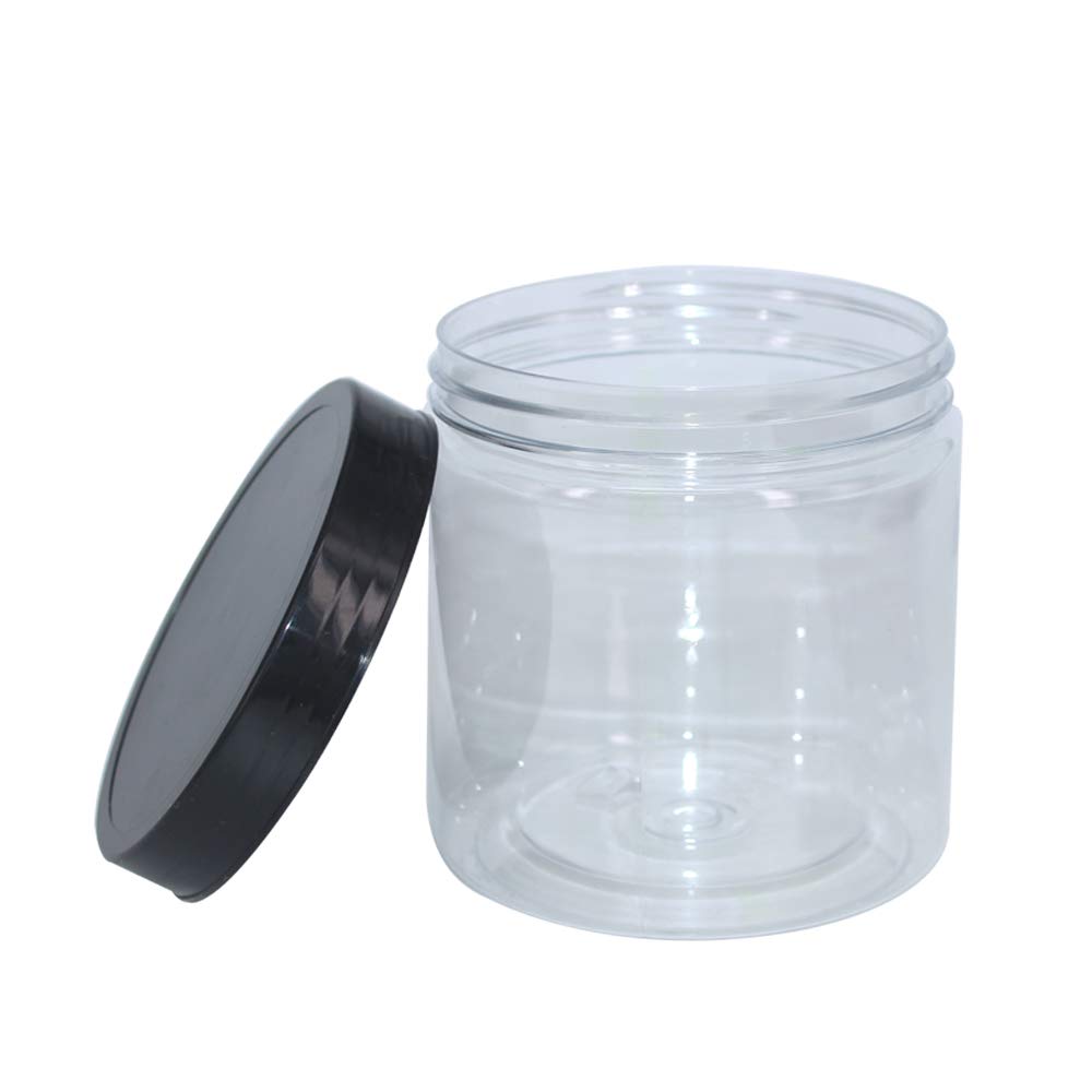 12 Pack 16 oz Plastic Jars With Lids, Extra Labels, 1 Pen, Clear PET Seal Jar for Food Storage,Wide Opening Storage jar For Dry Food, Peanut, Powder, Kitchen & Craft Storage by ZMYBCPACK