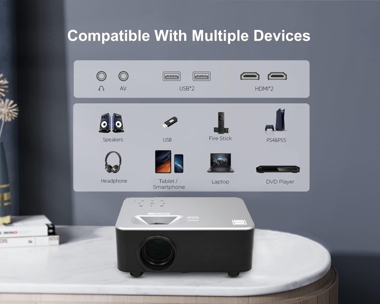 RCA RPJ-133 720p Smart Home Theater Projector Includes Roku Streaming Stick - (Renewed)