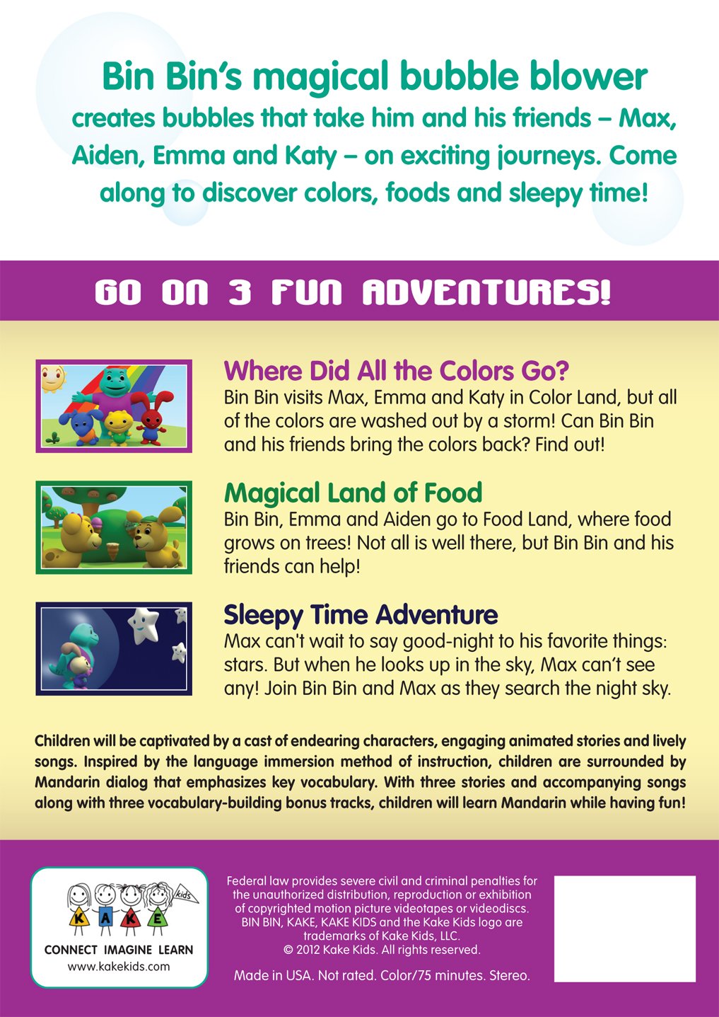 Bin Bin's Magical Bubble Adventures: Learning Mandarin Through Stories (Colors, Foods and Sleepy Time)
