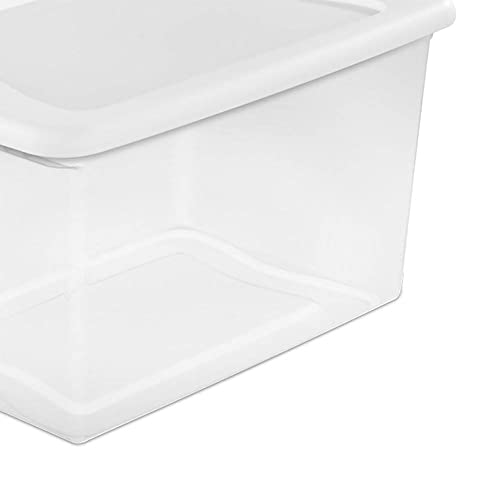 Sterilite 64 Quart Clear Plastic Stackable Storage Container Bin Box Tote with White Latching Lid Organizing Solution for Home & Classroom, 6 Pack