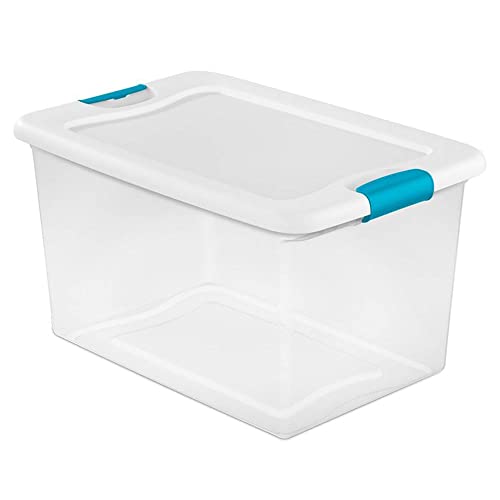 Sterilite 64 Quart Clear Plastic Stackable Storage Container Bin Box Tote with White Latching Lid Organizing Solution for Home & Classroom, 6 Pack