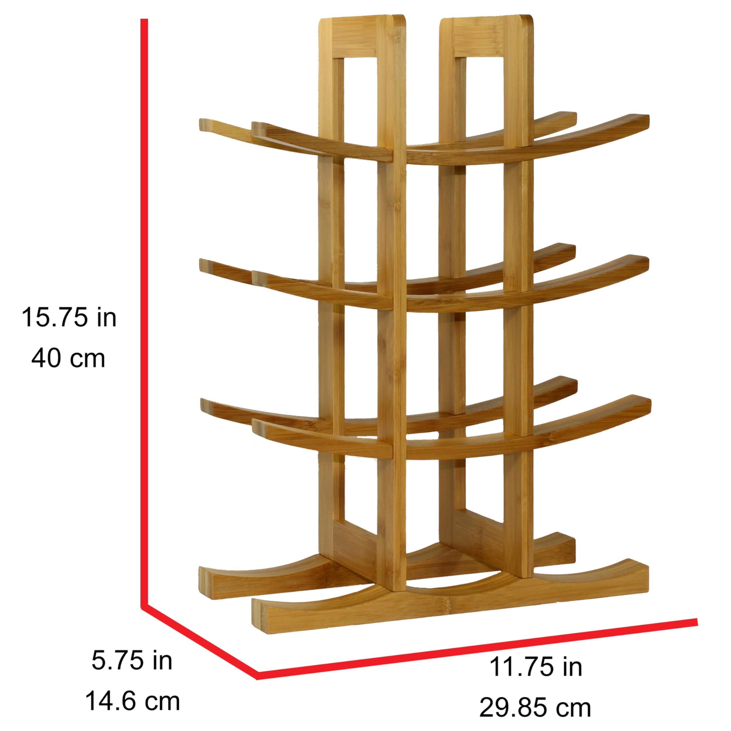 Oceanstar WR1149 12-Bottle Natural Bamboo Wine Rack , Red