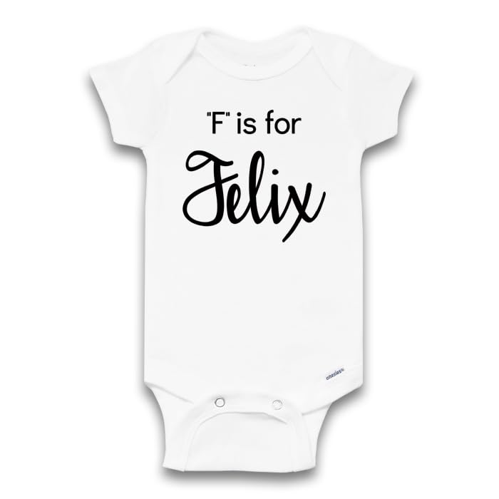 "F" is for Felix Baby Bodysuit, Felix Pregnancy Announcement, Felix Name Bodysuit, Baby Shower Gift, Size 0-3 Months