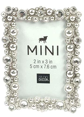 Studio Decor Bejeweled Silver Tone Metal Mini Picture Frame 2 X 3