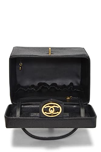CHANEL, Pre-Loved Black Caviar Circle 'CC' Vanity Large, Black