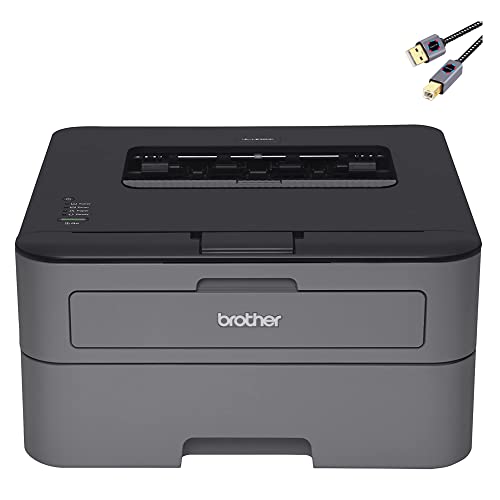 Brother L-2300D Series Compact Monochrome Laser Printer I Auto 2-Sided Printing I Up to 26 Pages/min I Up to 250-sheet/tray I Up to 2400 x 600 dpi I 27ppm + Printer Cable