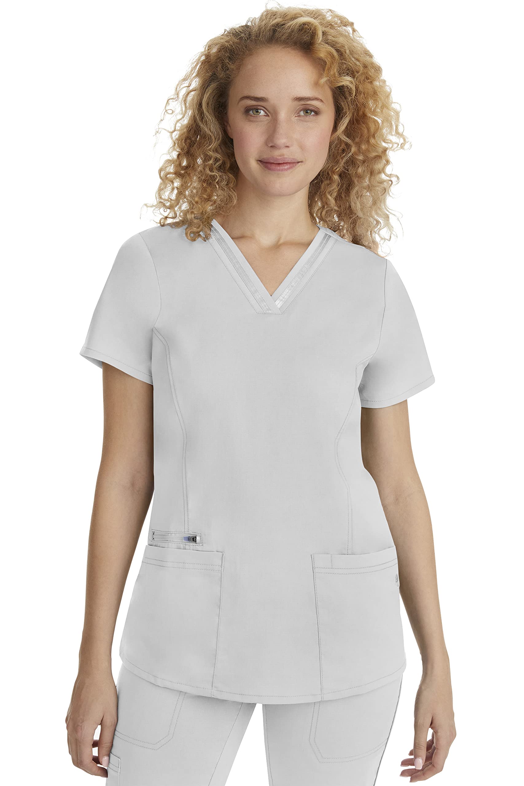 Healing Hands Scrub Top for Women with 3 Pockets and Easy Care, 2-Way Stretch Fabric 2278, M, White