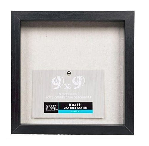 Studio Decor Heavy Duty Wood Frame 1" Depth Shadow Box Display Case Nursery Wedding Graduation (Black, 9"x9")