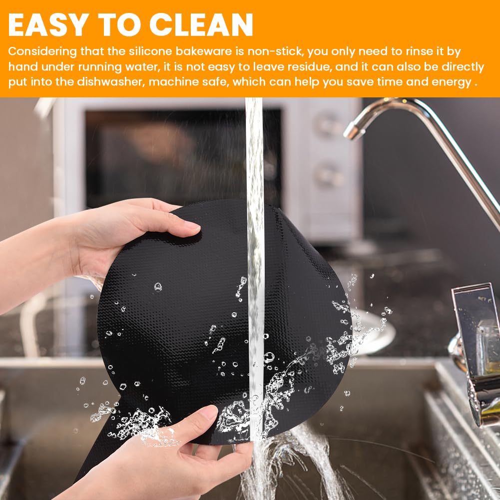 2pcs Baking Mats for Dutch Oven, Reusable Non-stick Silicone Bread Sling with Measurement, Long Handle Baking Mat, Oil Brush and Scraper for Making Bread