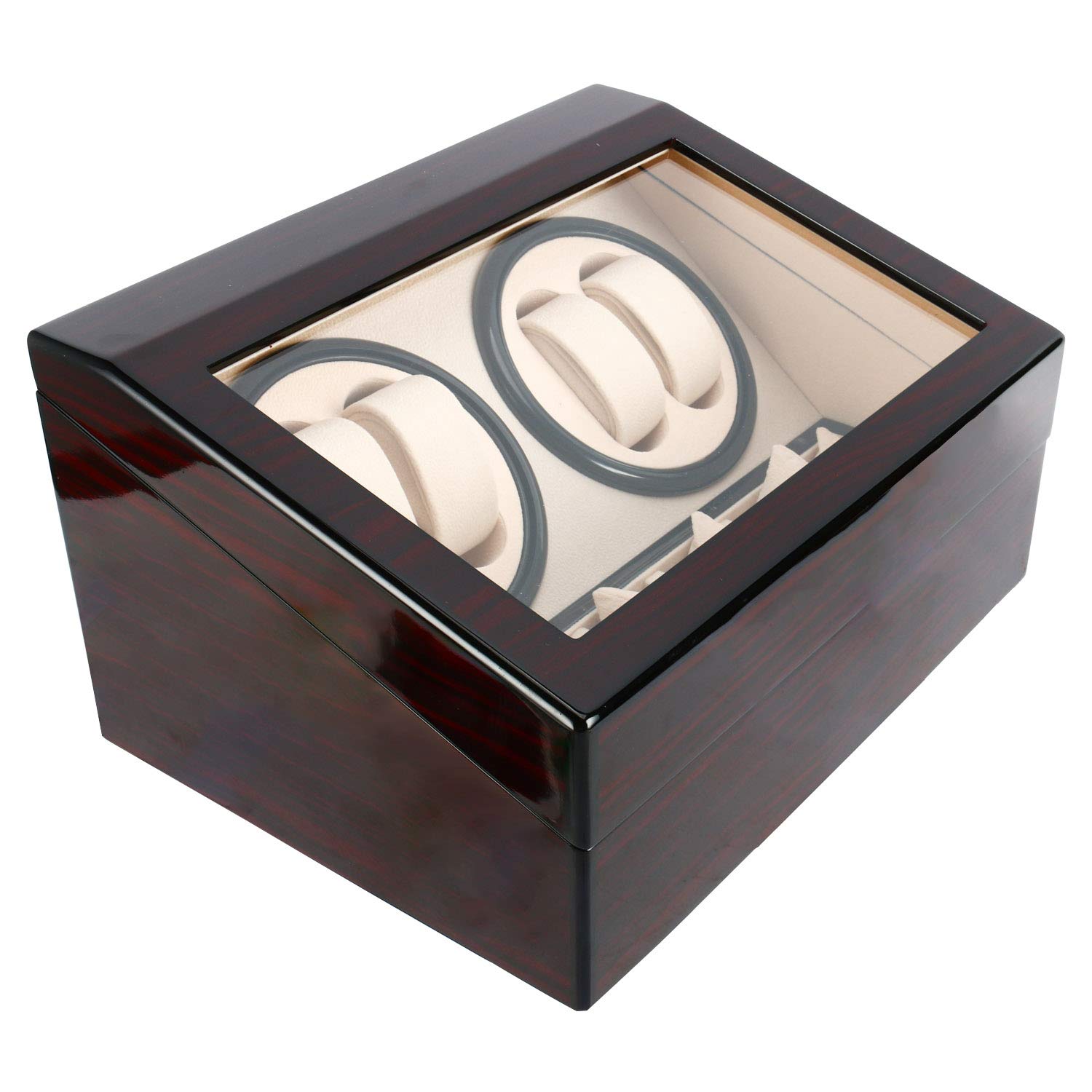 Homend Luxury 4+6 Automatic Watch Winder Deluxe Wooden Dual Automatic Motor Rotating Watches Display Storage Box