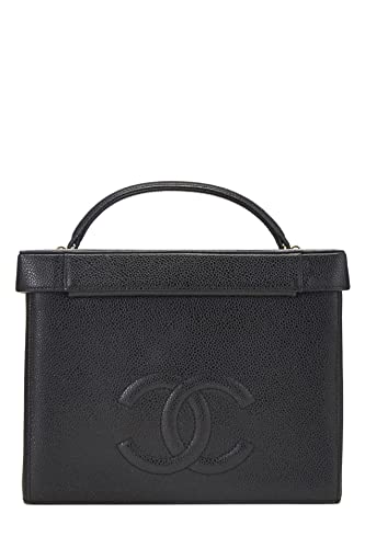 CHANEL, Pre-Loved Black Caviar Circle 'CC' Vanity Large, Black