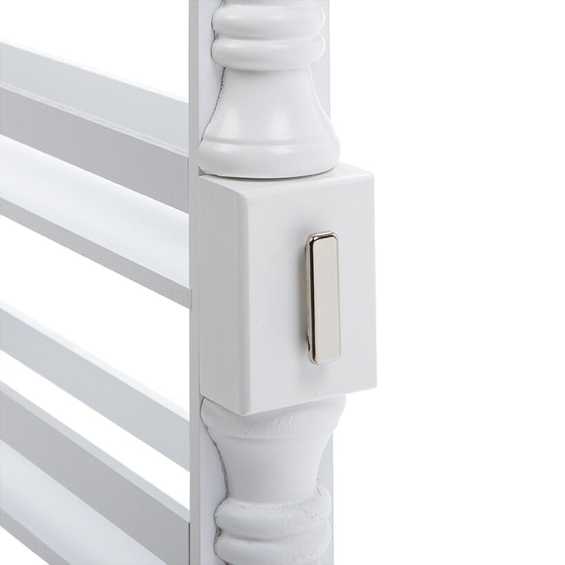 The Lakeside Collection Slim 4 Tier White Wooden Storage Rack Cart on Wheels for Small Spaces, Kitchen, Bathroom Laundry Room Organization