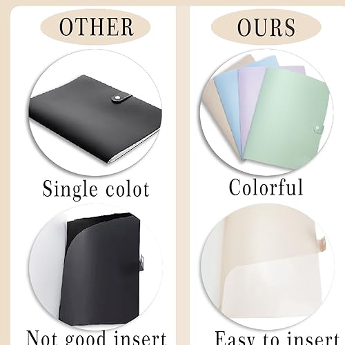JIMEIQI File Folders Letter Size, 10 Pocket Beige Heavy Duty Document Organizer with Snap Button, Plastic Project Folders with Multi Clear Pockets for School/Home/Office/Travel