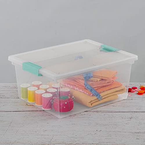 Sterilite 14x11x16.25 inch Deep Clear Plastic Stackable Storage Container Bin Box Tote w/Clear Latching Lid Organizing Solution for Home & Classroom