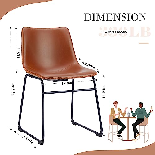 Sweetcrispy Dining Chairs Set of 4,Kitchen & Dining Room Chairs, PU Leather Cushion and Metal Legs Bar Chairs, Counter Height Bar Stools for Kitchen Island