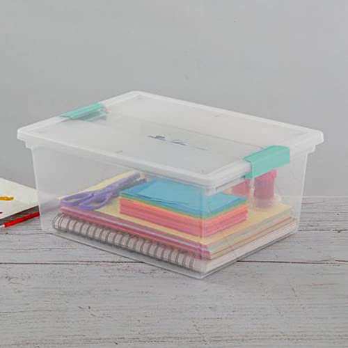 Sterilite 14x11x16.25 inch Deep Clear Plastic Stackable Storage Container Bin Box Tote w/Clear Latching Lid Organizing Solution for Home & Classroom