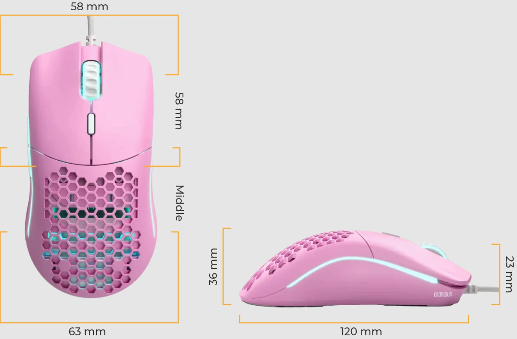 Glorious Gaming Mouse - Model O Minus, 58g Ultra-Light Honeycomb Mouse, Limited Edition Matte Pink - USB Gaming Mouse
