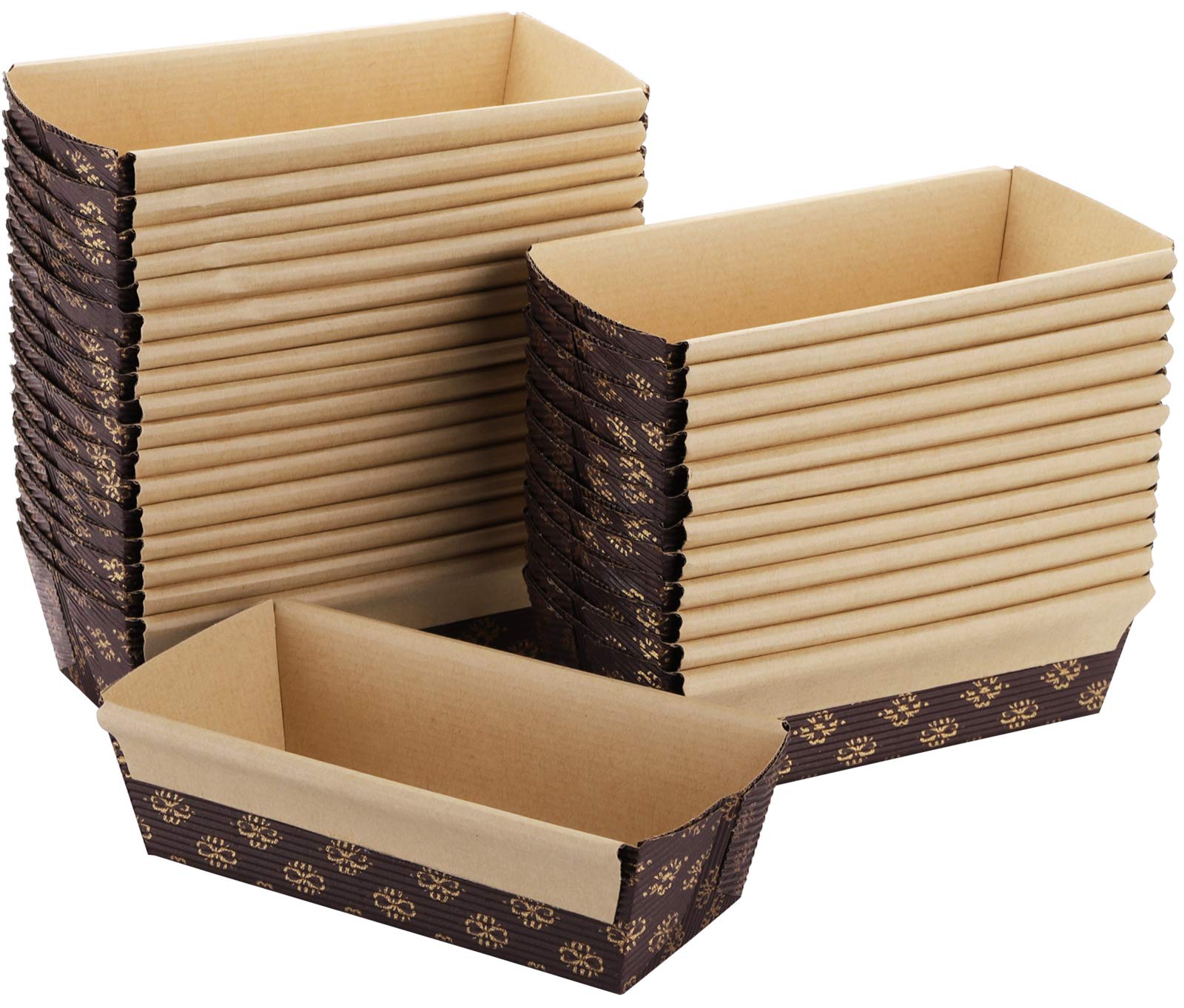 Lawei 30 Pack Paper Loaf Pans, Disposable Paper Baking Loft Mold, 6 x 2.5 x 2 inch Rectangle Paper Baking Pans for Quick Bread Small Pumpkin Breads, Microwave Oven Freezer Safe