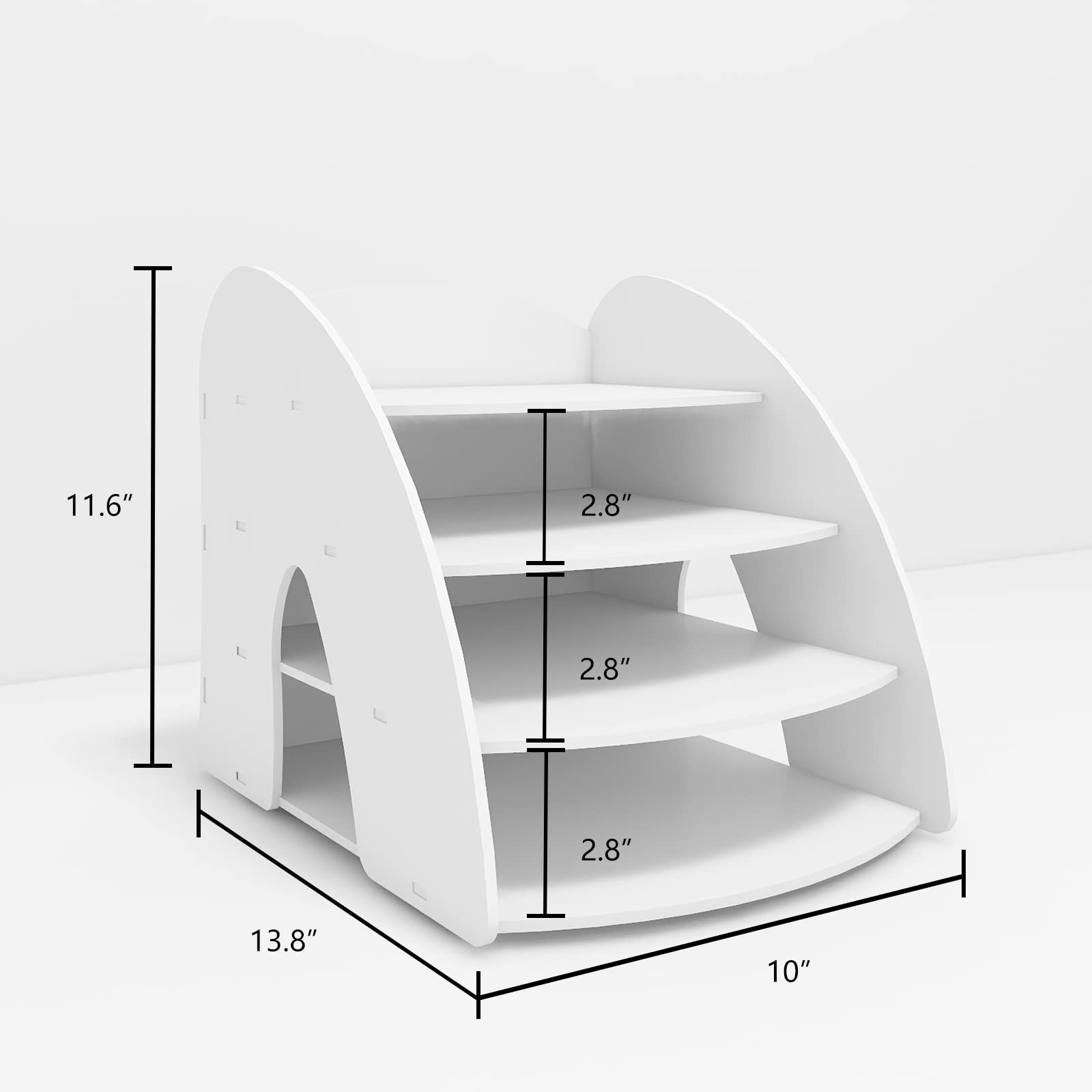 Natwind 4-Tier File Folder Paper Organizer for Desk Desktop White Office Supplies Desk Organizer Mail Letter Tray & Paper Sorter Document Notebook Storage Rack for Home Office School Classroom