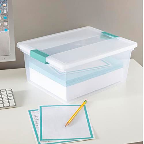 Sterilite 14x11x16.25 inch Deep Clear Plastic Stackable Storage Container Bin Box Tote w/Clear Latching Lid Organizing Solution for Home & Classroom