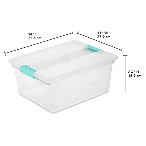 Sterilite 14x11x16.25 inch Deep Clear Plastic Stackable Storage Container Bin Box Tote w/Clear Latching Lid Organizing Solution for Home & Classroom