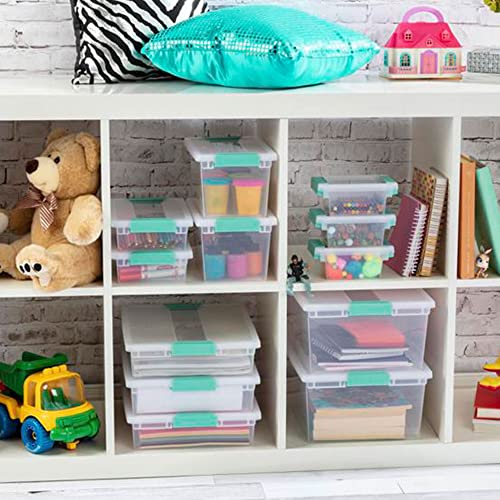 Sterilite 14x11x16.25 inch Deep Clear Plastic Stackable Storage Container Bin Box Tote w/Clear Latching Lid Organizing Solution for Home & Classroom