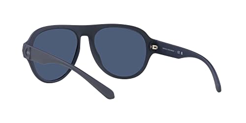 A|X ARMANI EXCHANGE Men's AX4126SU Universal Fit Aviator Sunglasses, Matte Blue/Dark Blue, 58 mm