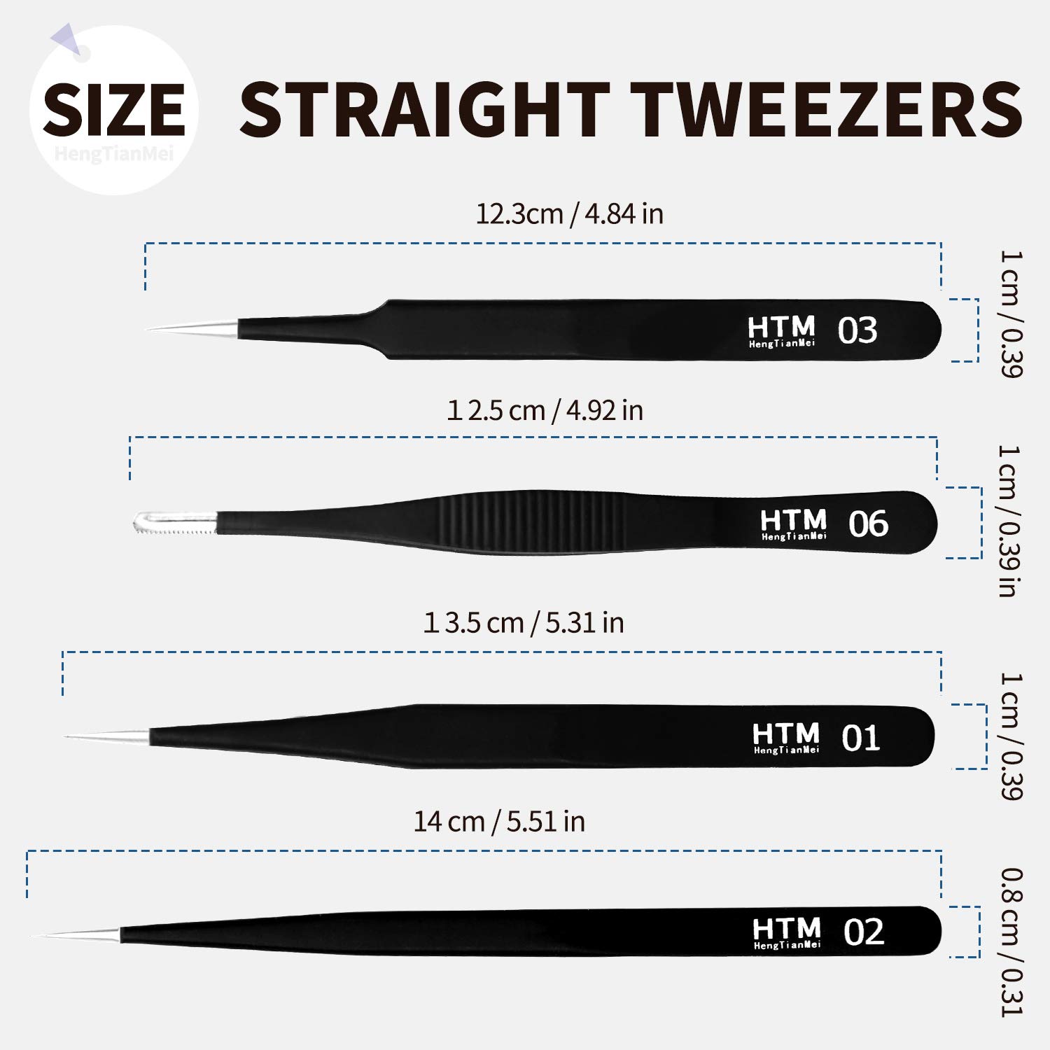 Precision Craft Tweezers Set,3 Pcs Pointed Tweezers,2 Pcs Curved Tweezers,2 Pcs Precision Serrated Tweezers for Eyelash Extensions,Craft, Jewelry,Soldering,Electronics Etc