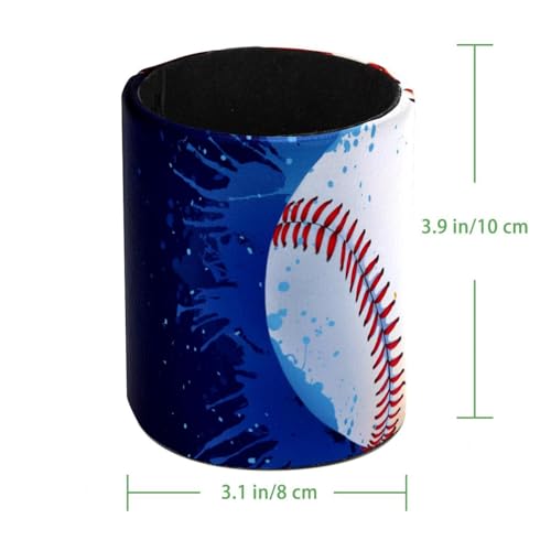 Pen Holder for Desk, Art Red and Blue Baseball Large Pencil Holder Pen Cup Decorative Desktop Organizers for Home, School, Classroom, Office