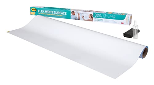 Post-it Flex Write Surface, Permanent Marker Wipes Away with Water, 6 ft x 4 ft, White Dry Erase Whiteboard Film (FWS6X4)