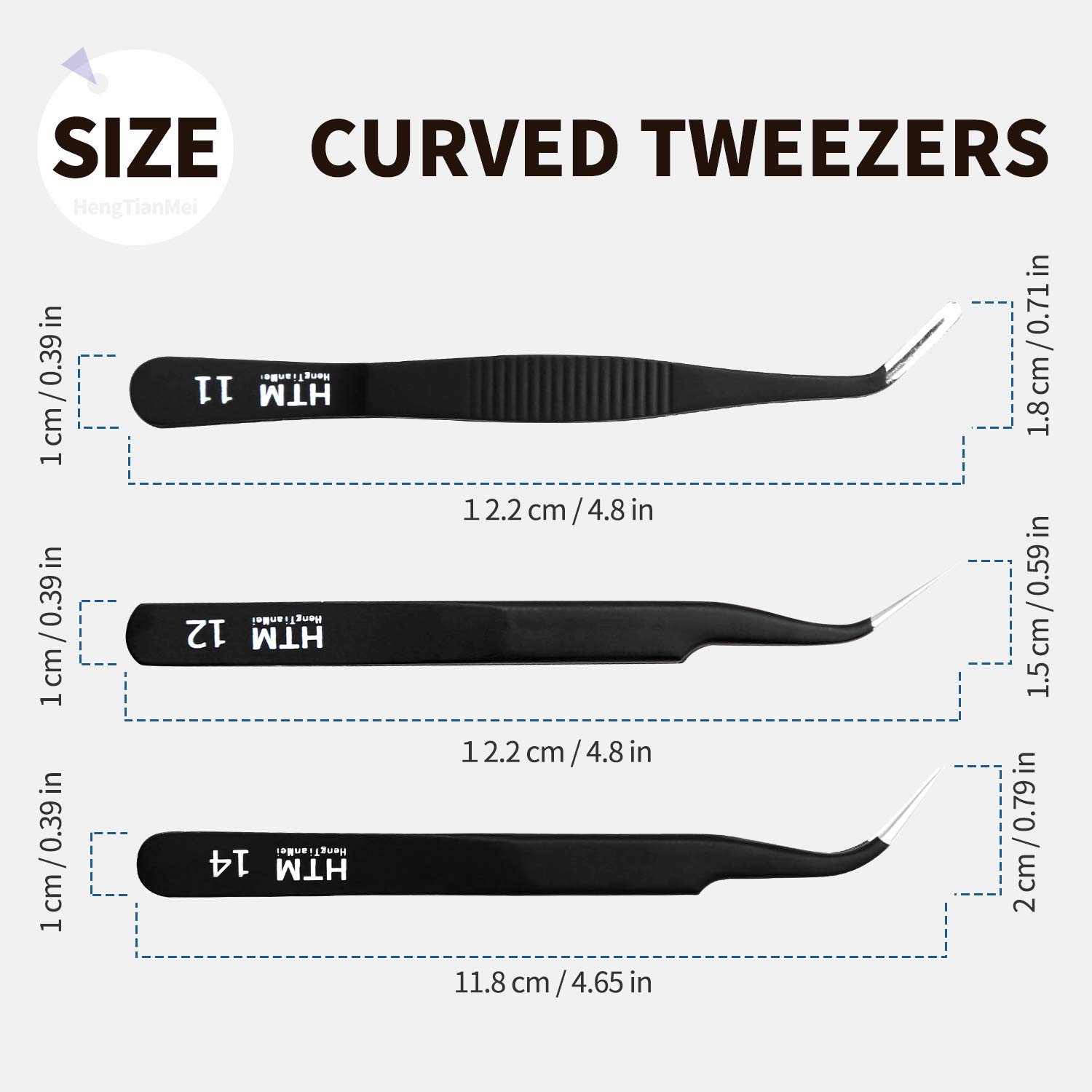Precision Craft Tweezers Set,3 Pcs Pointed Tweezers,2 Pcs Curved Tweezers,2 Pcs Precision Serrated Tweezers for Eyelash Extensions,Craft, Jewelry,Soldering,Electronics Etc