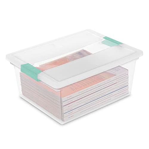 Sterilite 14x11x16.25 inch Deep Clear Plastic Stackable Storage Container Bin Box Tote w/Clear Latching Lid Organizing Solution for Home & Classroom