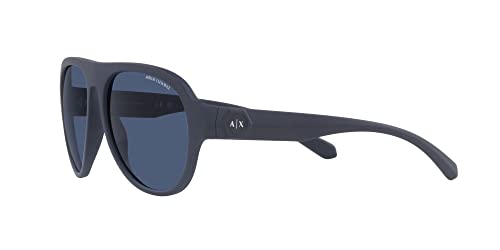 A|X ARMANI EXCHANGE Men's AX4126SU Universal Fit Aviator Sunglasses, Matte Blue/Dark Blue, 58 mm