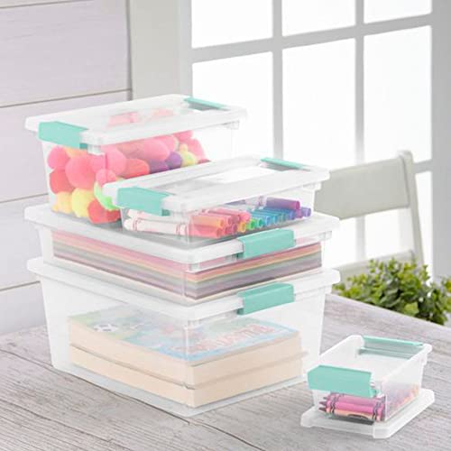 Sterilite 14x11x16.25 inch Deep Clear Plastic Stackable Storage Container Bin Box Tote w/Clear Latching Lid Organizing Solution for Home & Classroom
