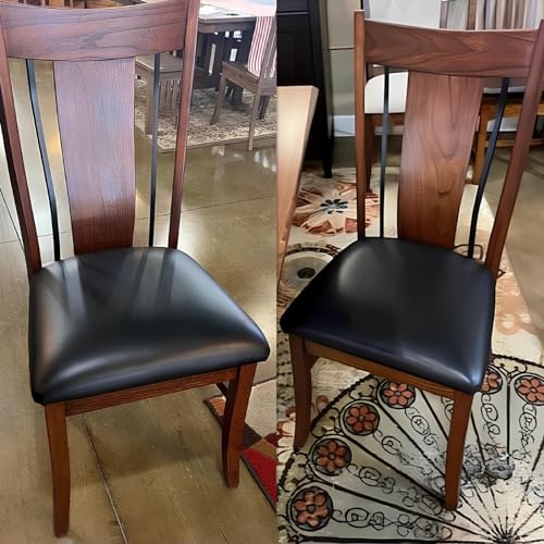 NIBESSER Waterproof Chair Seat Covers Set of 6, PU Leather Dining Chair Seat Covers, Stretch Chair Cover for Dining Room Chairs, Removable Kitchen Seat Cushion Slipcovers Protector (Black)