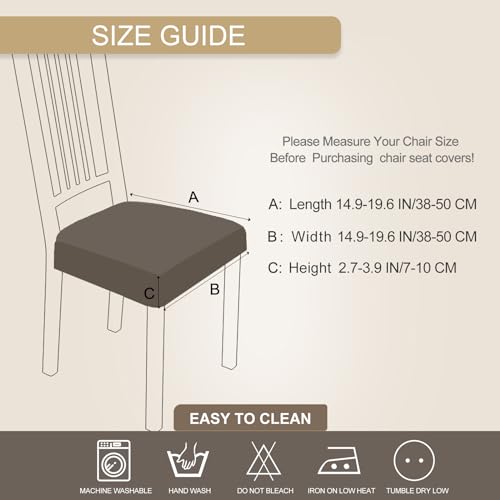 NIBESSER Waterproof Chair Seat Covers Set of 6, PU Leather Dining Chair Seat Covers, Stretch Chair Cover for Dining Room Chairs, Removable Kitchen Seat Cushion Slipcovers Protector (Black)